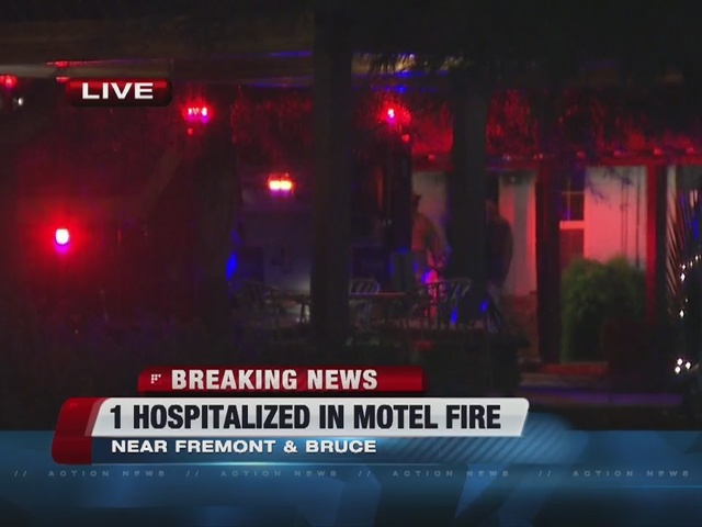 1 hospitalized after motel fire on Fremont St.