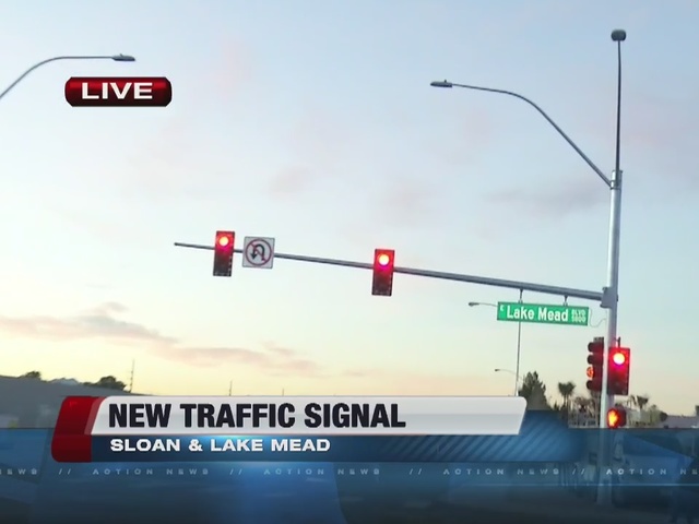 New traffic signal installed at Lake Mead, Sloan