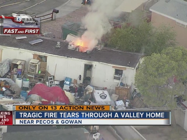 Trailer home fire near Gowan and Pecos