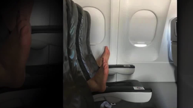 Photo of woman's feet on airplane armrests goes viral - KTNV.com Las Vegas
